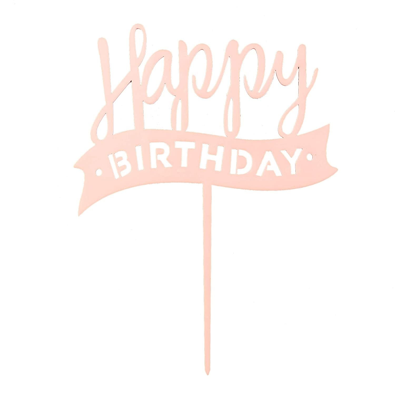 O'Creme Pink Happy Birthday Flexible-Acrylic Cake Topper - Walmart.com