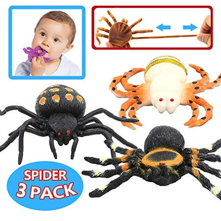 Spider Toy, 4-inch Realistic Spider(3 Pack),Food grade Material TPR ...