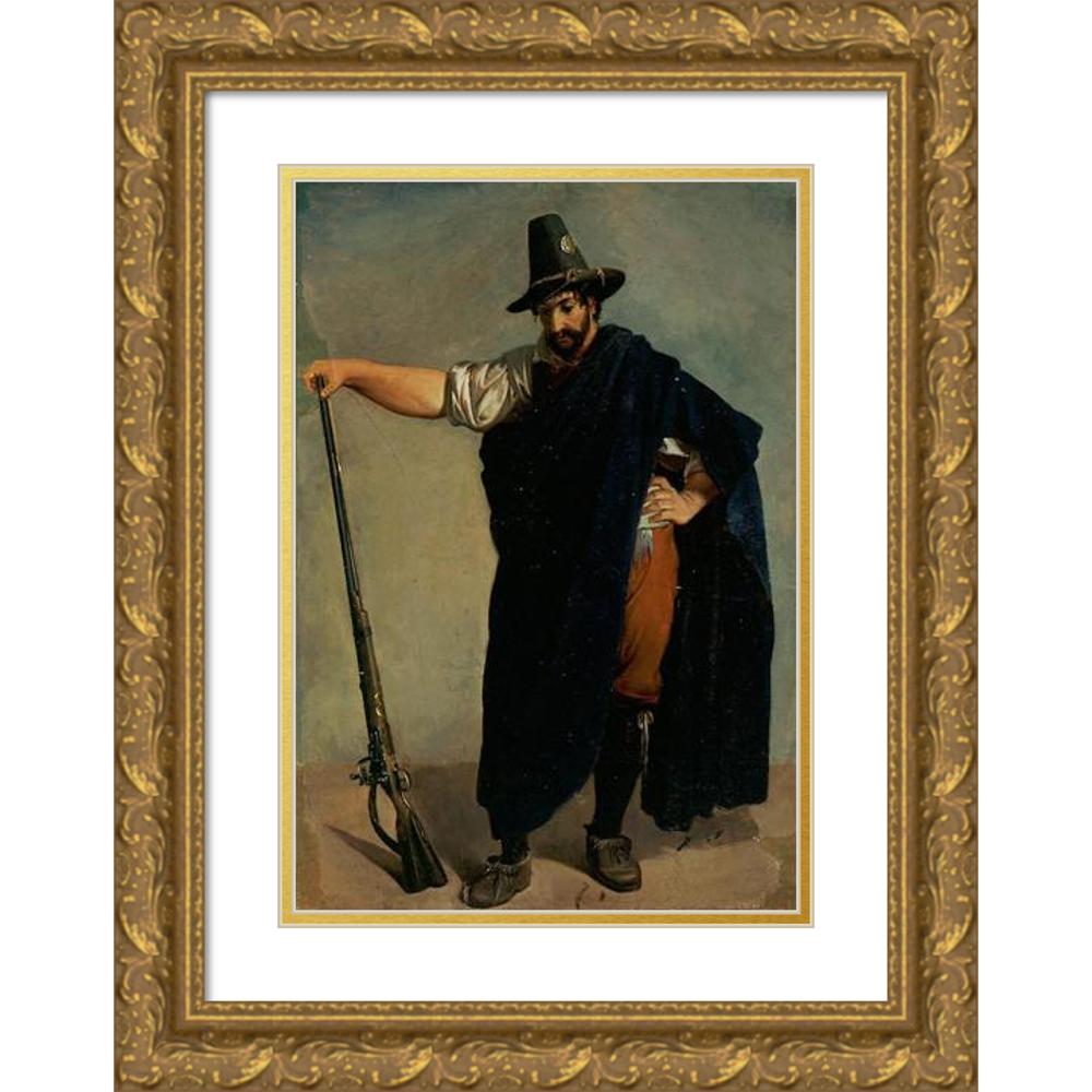 Robert Wilhelm Ekman 14x18 Gold Ornate Wood Frame and Double Matted ...