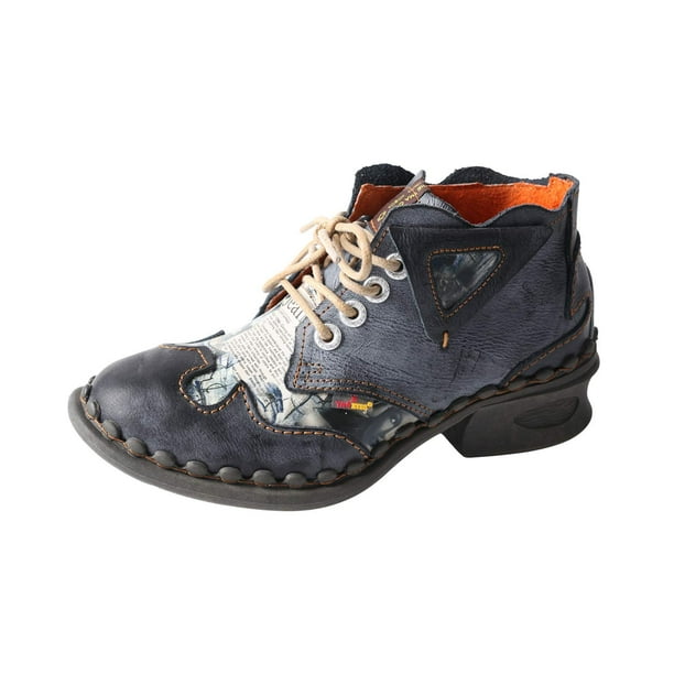 TMA EYES Leather Women's Ankle Boots Shoes for Outdoor,Medium heel ...