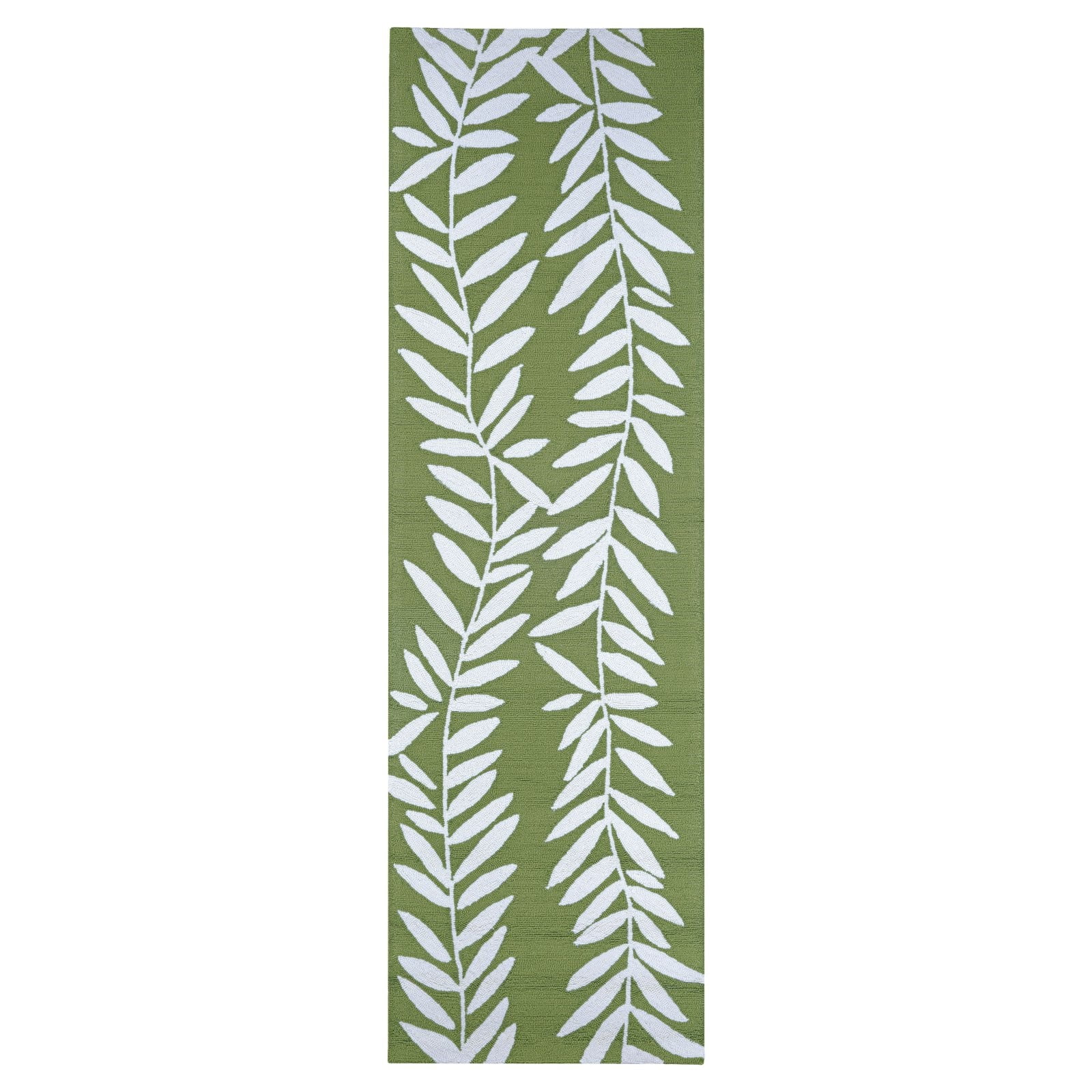 Couristan Covington Bamboo Leaves Lime Indoor/Outdoor Runner Rug ...
