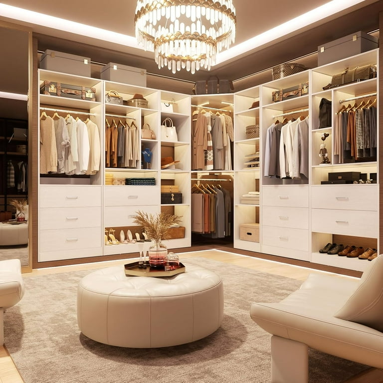Homieasy Corner Closet System with 12 Shelves 40 Large Corner Closet Organizer System with 2 Hanging Rods Versatile 6 Tier Walk in Closets for