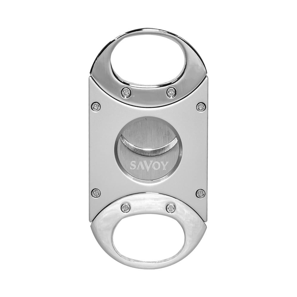 Savoy Stainless Steel Double-Blade Guillotine Cigar Cutter with Leather ...