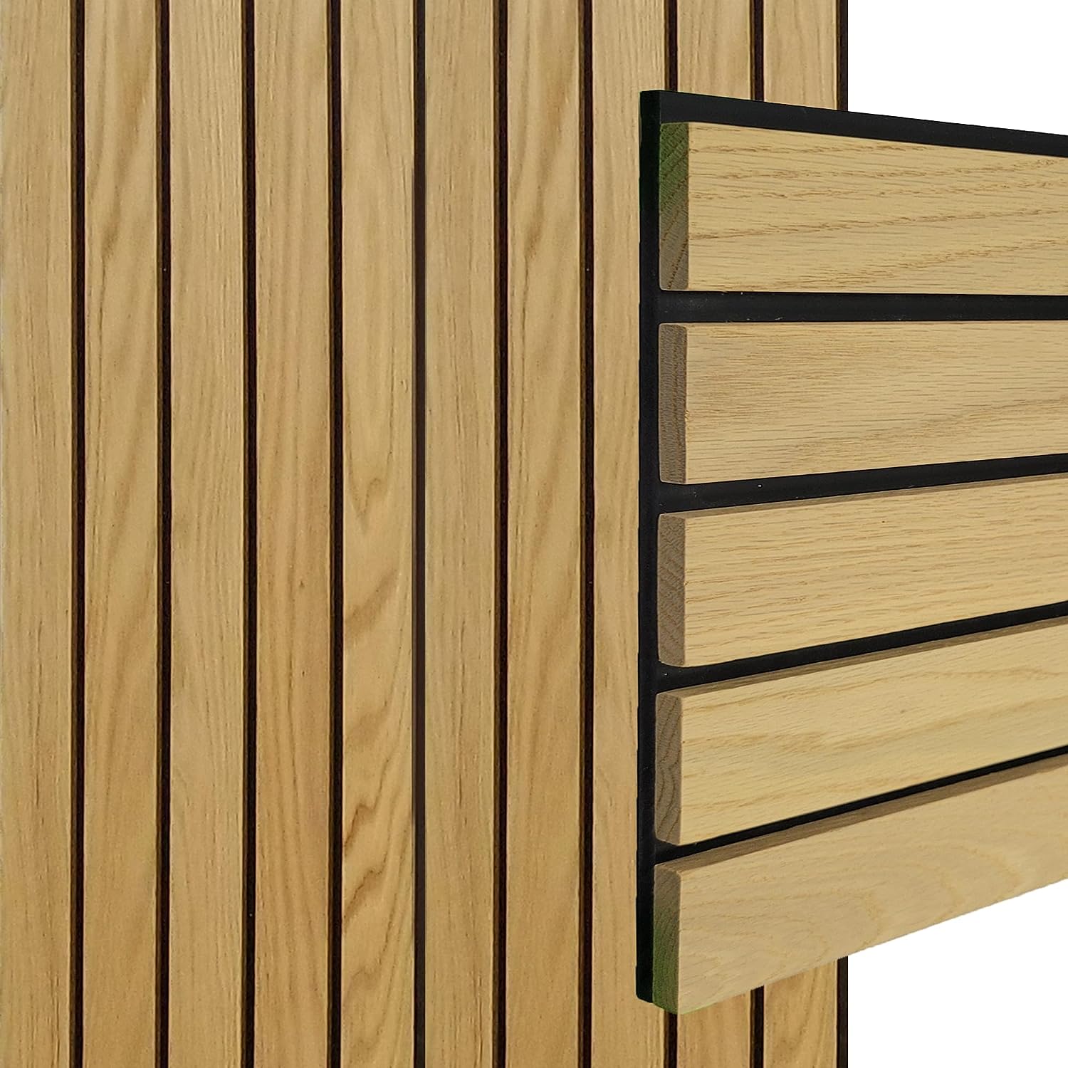 Z Design Studio Inc 12"x48" 3D Solid Wood Wall Slats, Red Oak Wooden ...