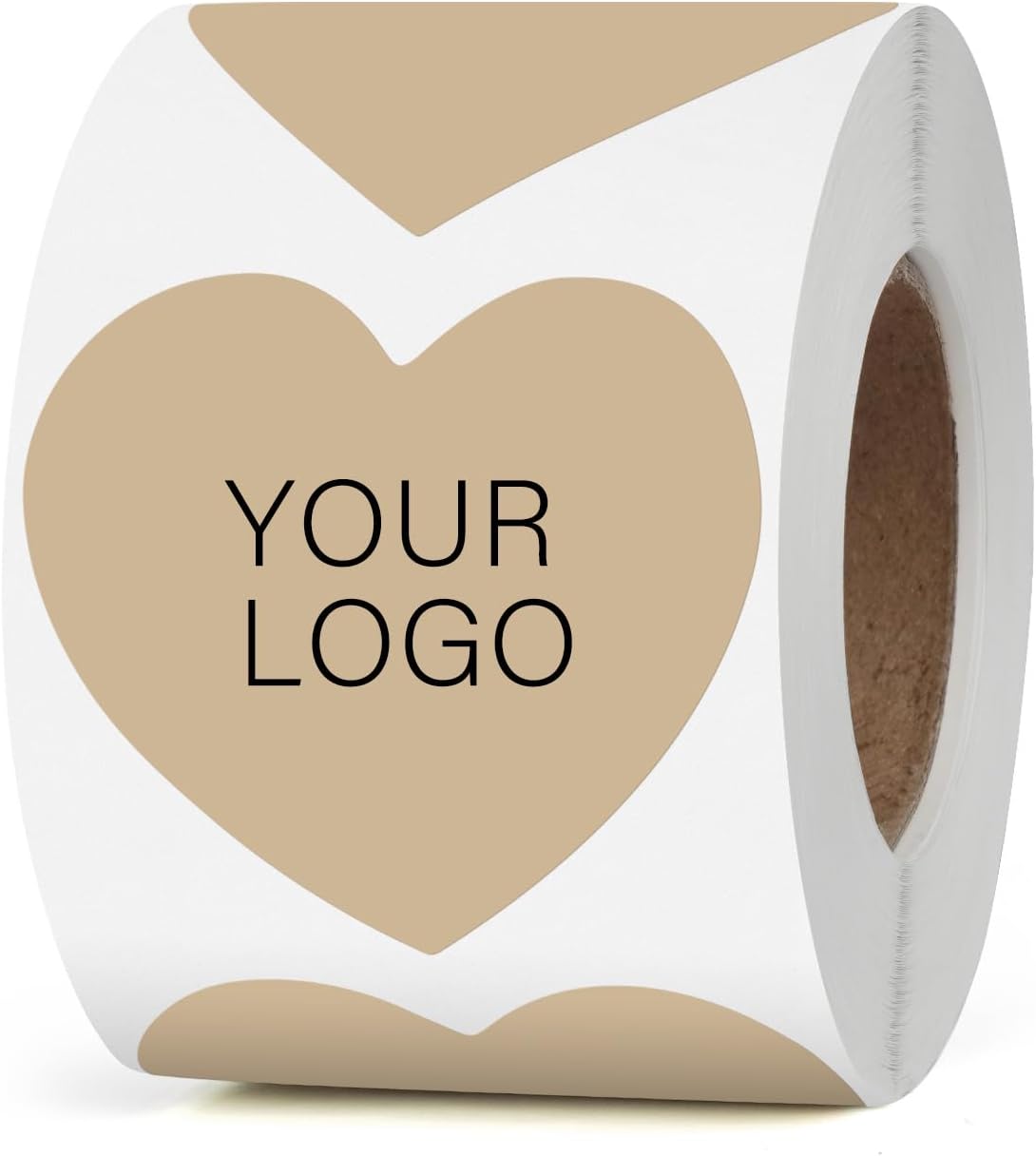 shiyou-Direct Khaki Heart Thermal Labels Brown Self Adhesive 2 Inch ...