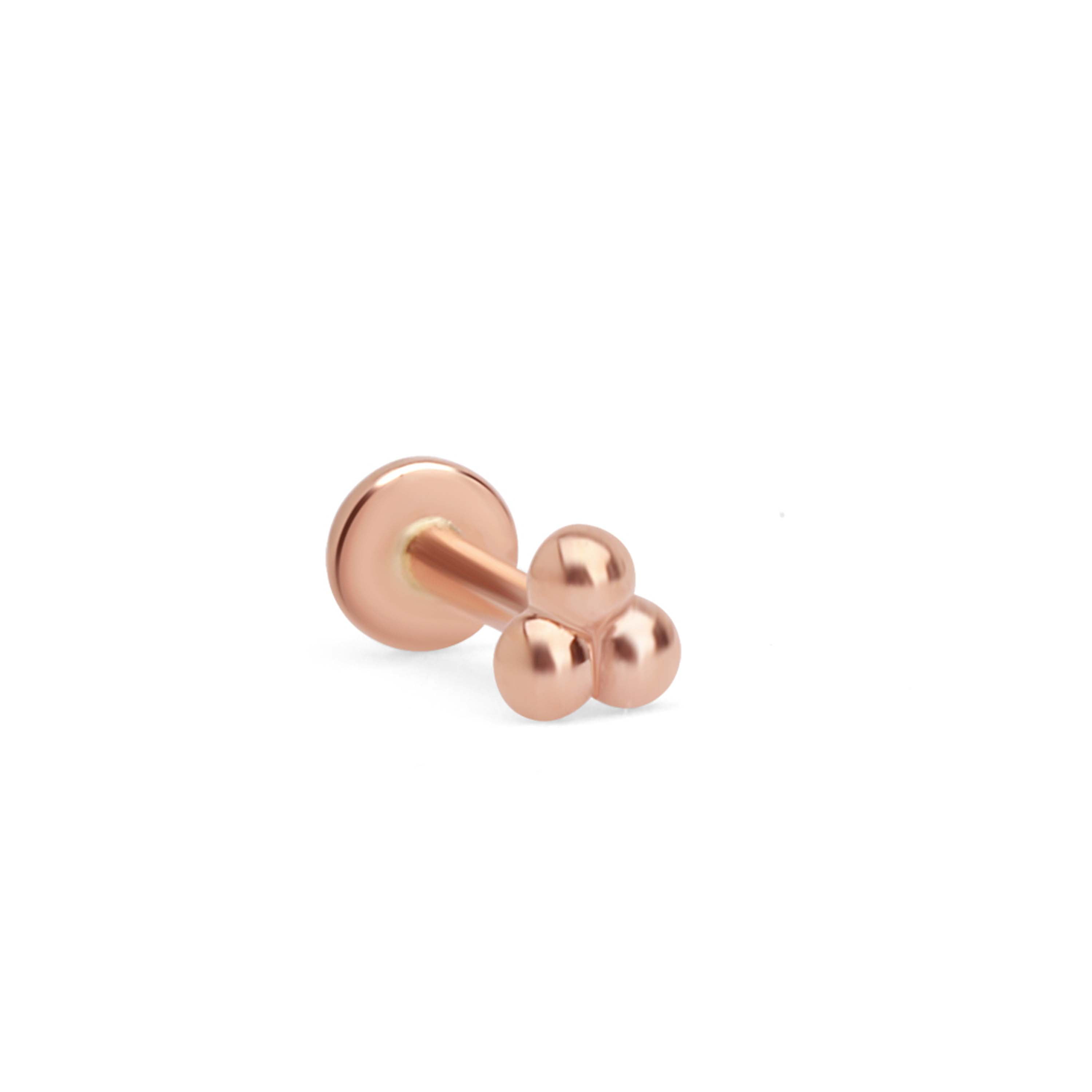 Estella Collection 14K Solid Rose Gold Trinity Triple Trio Ball Cartilage Stud Earrings ...