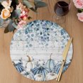 Blue Gray Pumpkins Fall Round Placemats Set of 2, Braided Polypropylene ...