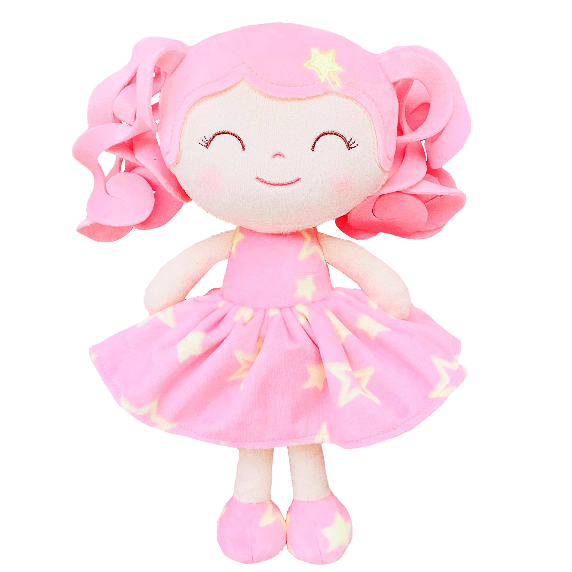 Gloveleya Baby Toy Plush Figure Curly Hair Dolls Soft Toys Pink Hair ...