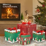 9PCS Christmas Box Decoration Christmas Stacking Boxes 3 Sizes Gift ...