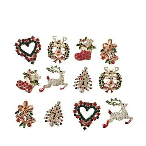 Walmart Set of 12 Santa Xmas Jewelry Christmas Tree Brooch Pins ...