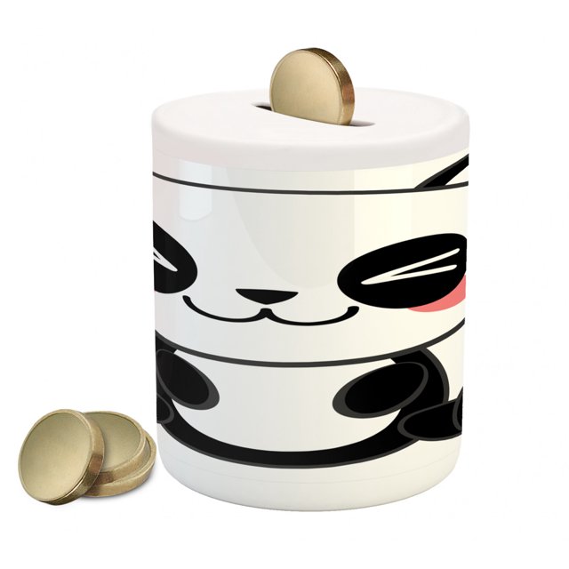 Anime Piggy Bank, Cartoon Smiling Panda Fun Animal Theme Japanese Manga ...