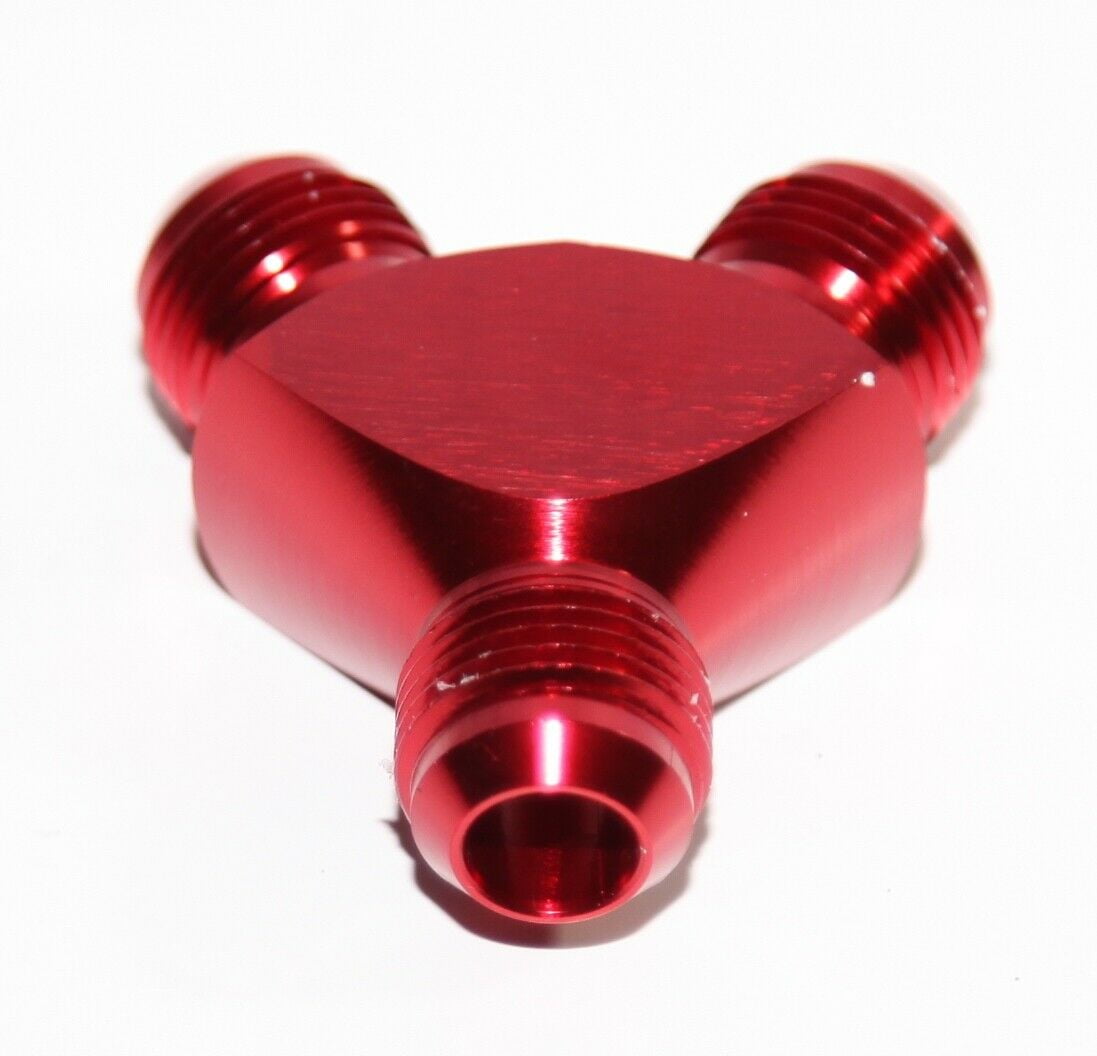 RED Male Flare Y-Block Fitting Adapter AN8 8-AN Male to 2X AN8 8-AN ...
