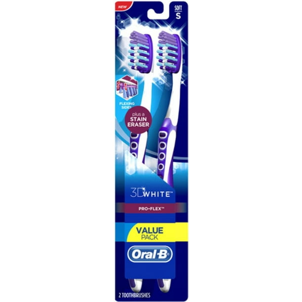 Oral-B 3D White Pro-Flex Toothbrush Full Head, Soft 2 ea - Walmart.com ...