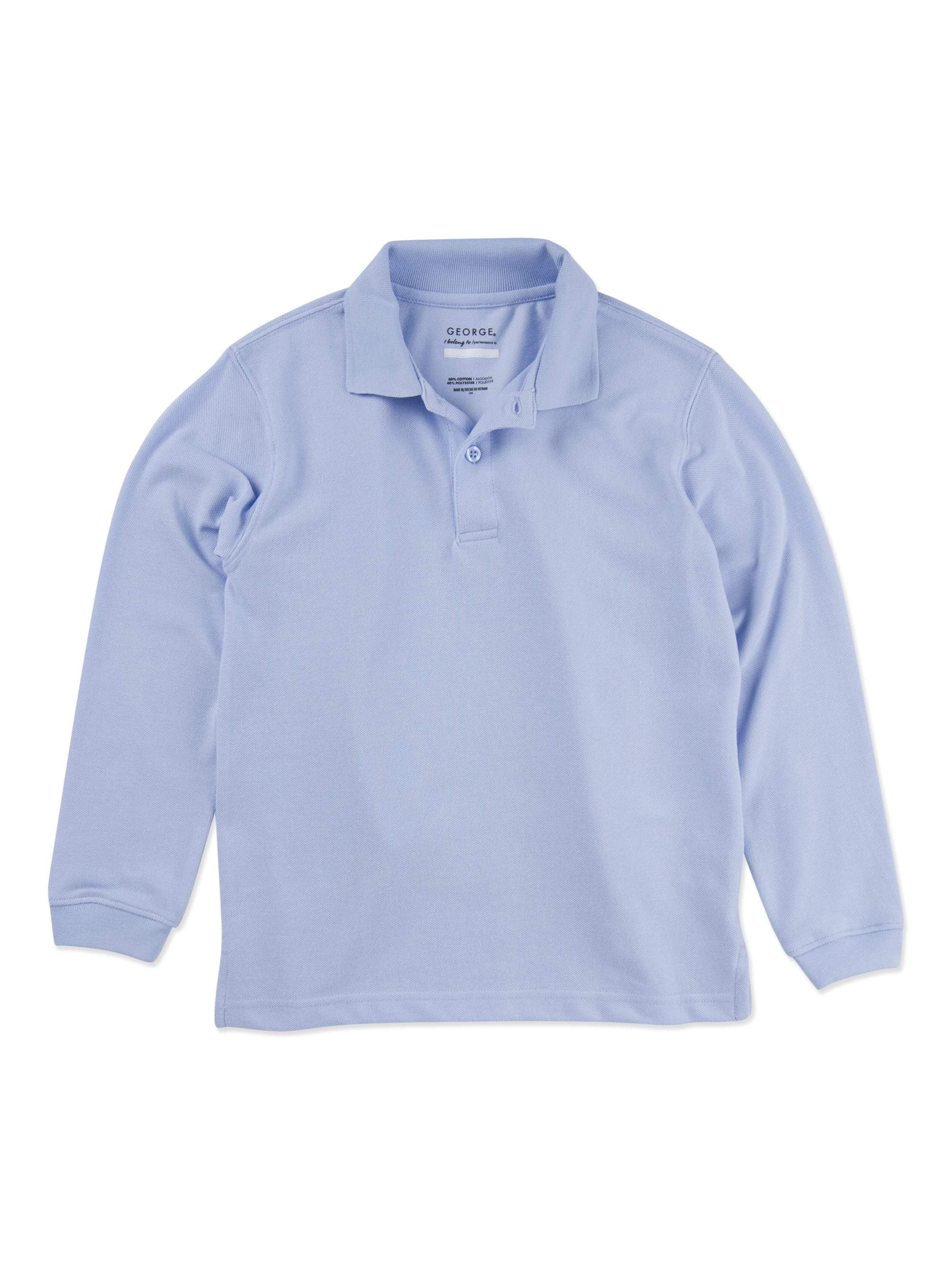 George Boys School Uniform Husky Size Long Sleeve Polo Shirt (Little ...
