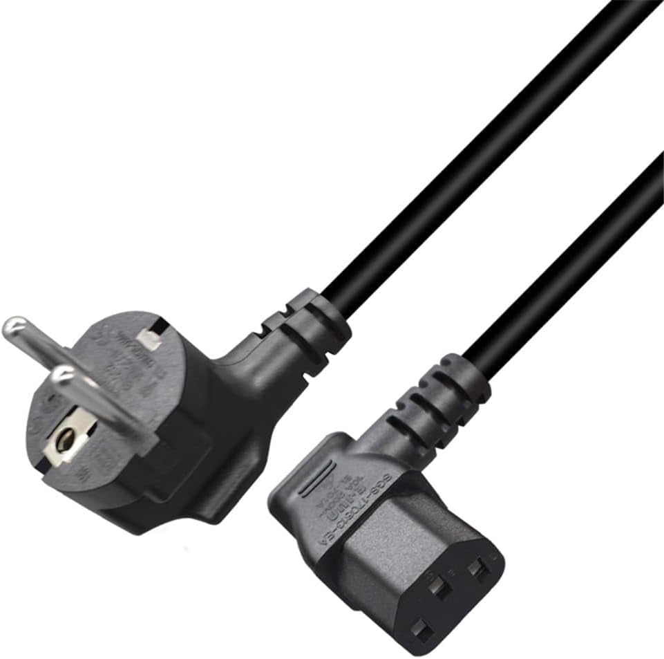 Toptekits EU Europe Schuko to C13 Cable,(3ft/1m) 2-Prong European Schuko to Left Angled C13 ...