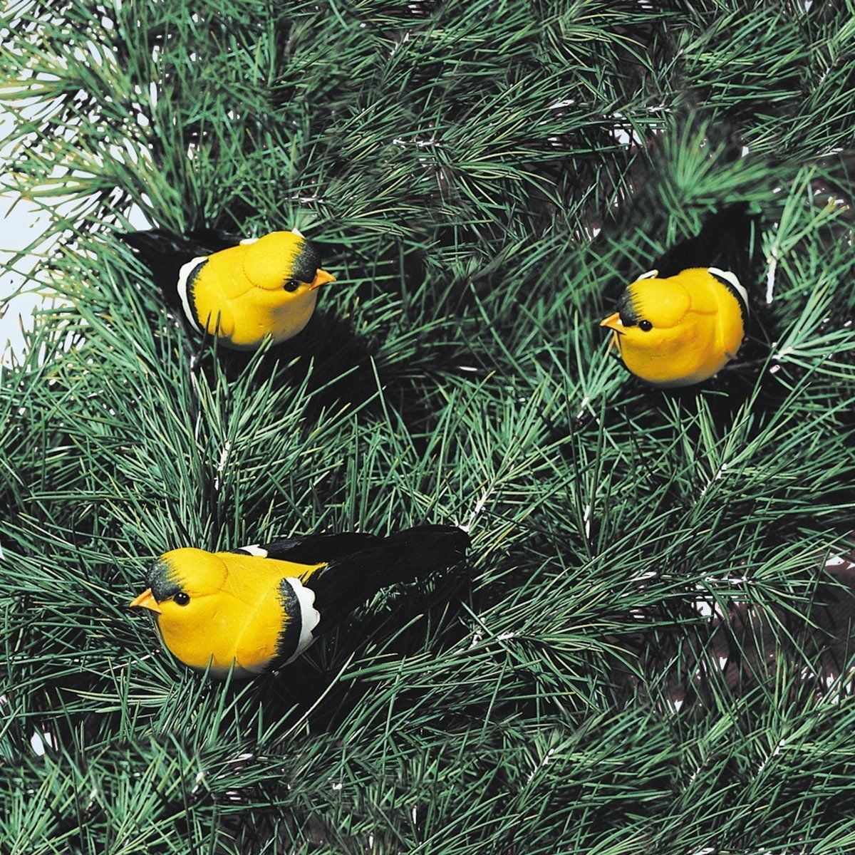 Set of 3 GOLDFINCH Bird Clip Ornaments, 4" Long, by Gallerie II ...