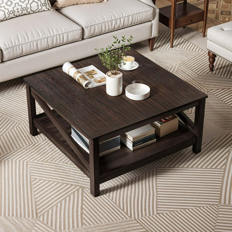 Dextrus Rustic Modern Square Coffee Table with 2-Tier Dextrus Rustic Modern Square Coffee Table with 2-Tier