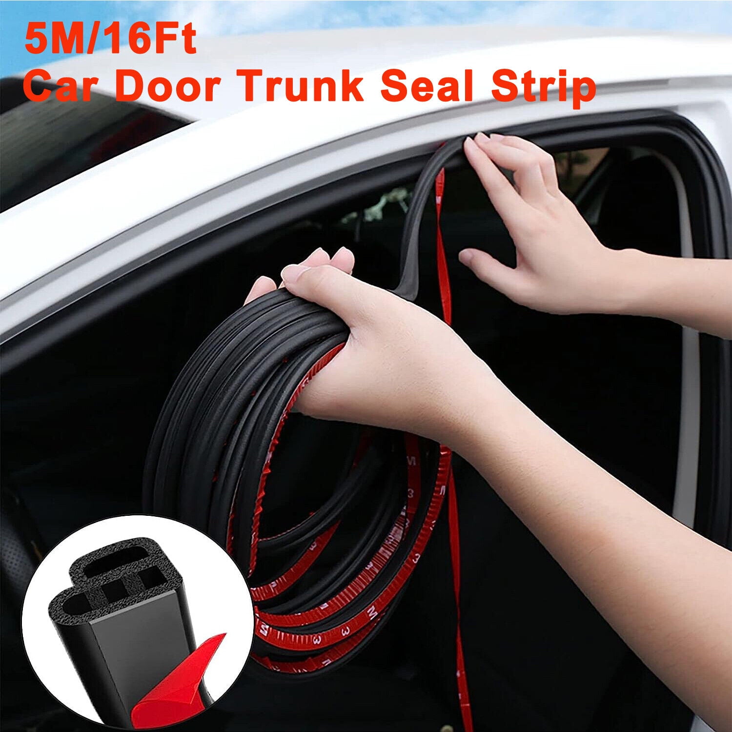 5M/16Ft Car Door Trunk Seal Strip L Shape Weather Strip Edge Decoration ...