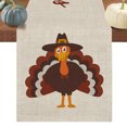 Autumn Thanksgiving Turkey Retro Linen Table Runner 13x72in Non-Slip ...