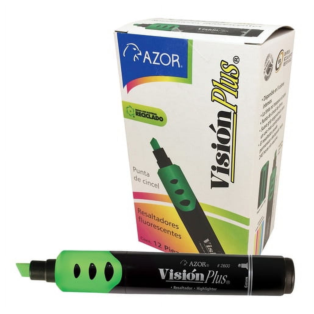 Marcatextos VISION PLUS Resaltador Color Verde Caja con 12 Piezas | Walmart en línea