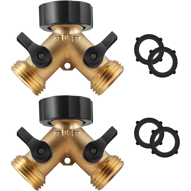 Y Shape 2 Way Heavy Duty Brass Garden Hose Connector Tap Splitter Hose ...