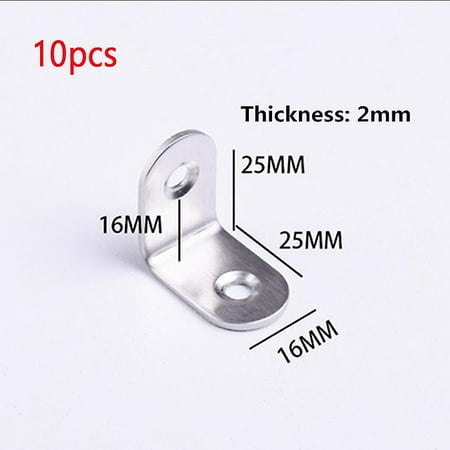 Xizioo 10 Pieces L Bracket Gusset Set Silver Stainless Steel 90 Degree ...