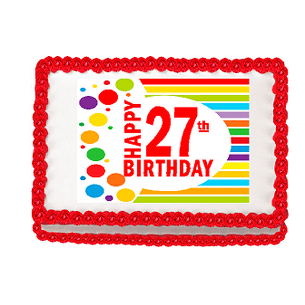 Happy 27th Birthday Edible PEEL N STICK Frosting Photo Image Cake ...