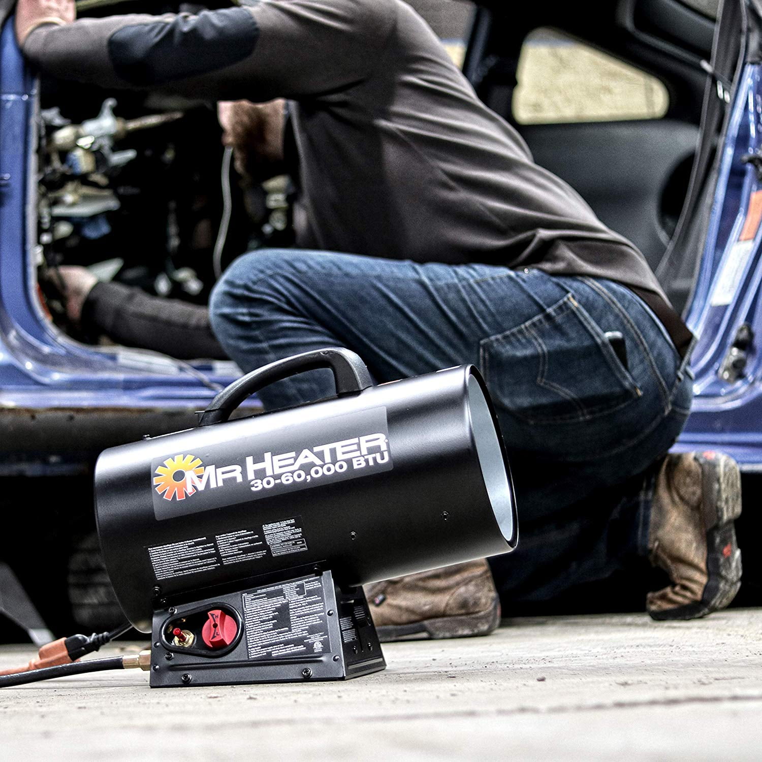 Mr. Heater MH60QFAV Portable Outdoor 60,000 BTU Forced Air Propane Shop ...