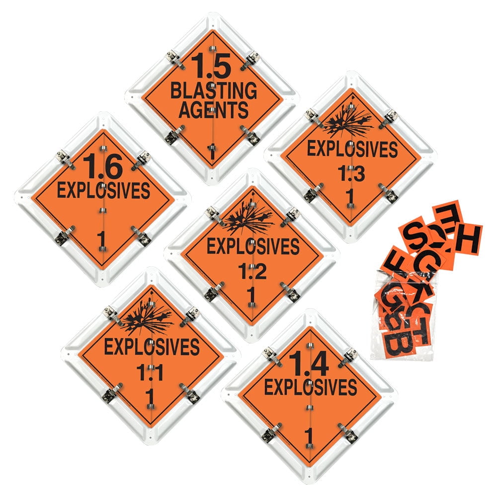 Aluminum Flip File Hazmat Placard, 6-Legend Explosives Set & Label Pack ...