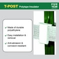 Powerfields TP-25-W T-Post Insulators, Wide White Poly Tape, 25-Pk ...