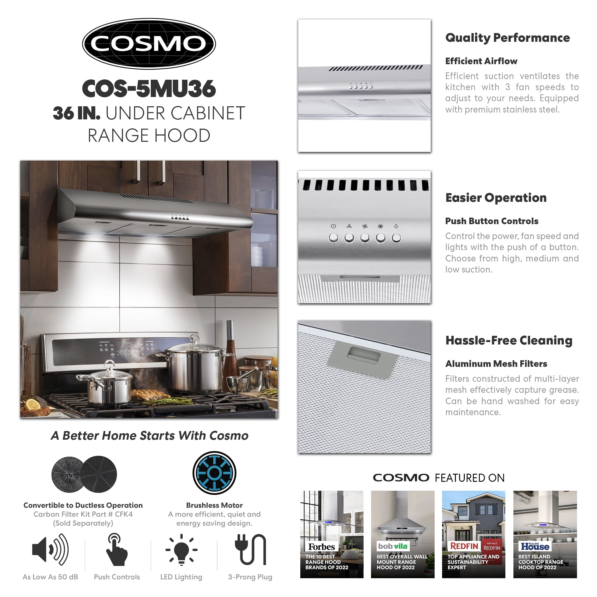 Cosmo Ductless Under Cabinet Range Hood | Cabinets Matttroy