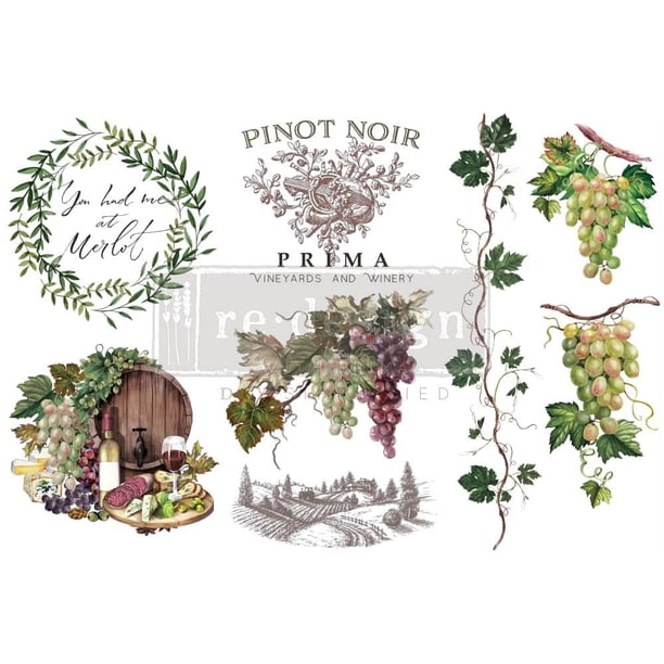 Rediseño con Prima - Transferencias pequeñas de vino y uvas de 6.0 x 12 ...