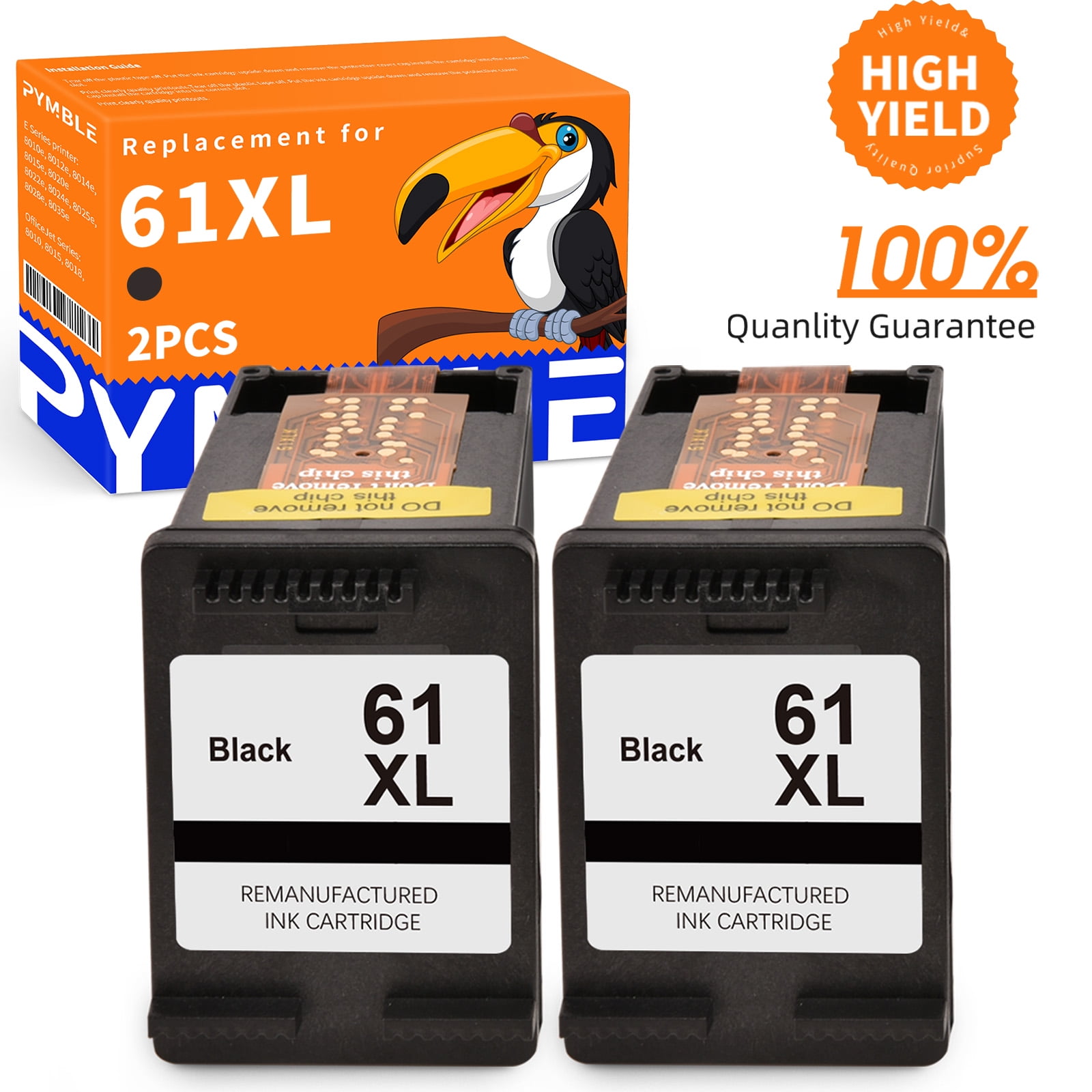 PYMBLE 61XL Black Ink Cartridges for HP 61 Black Ink Cartridges for HP ...