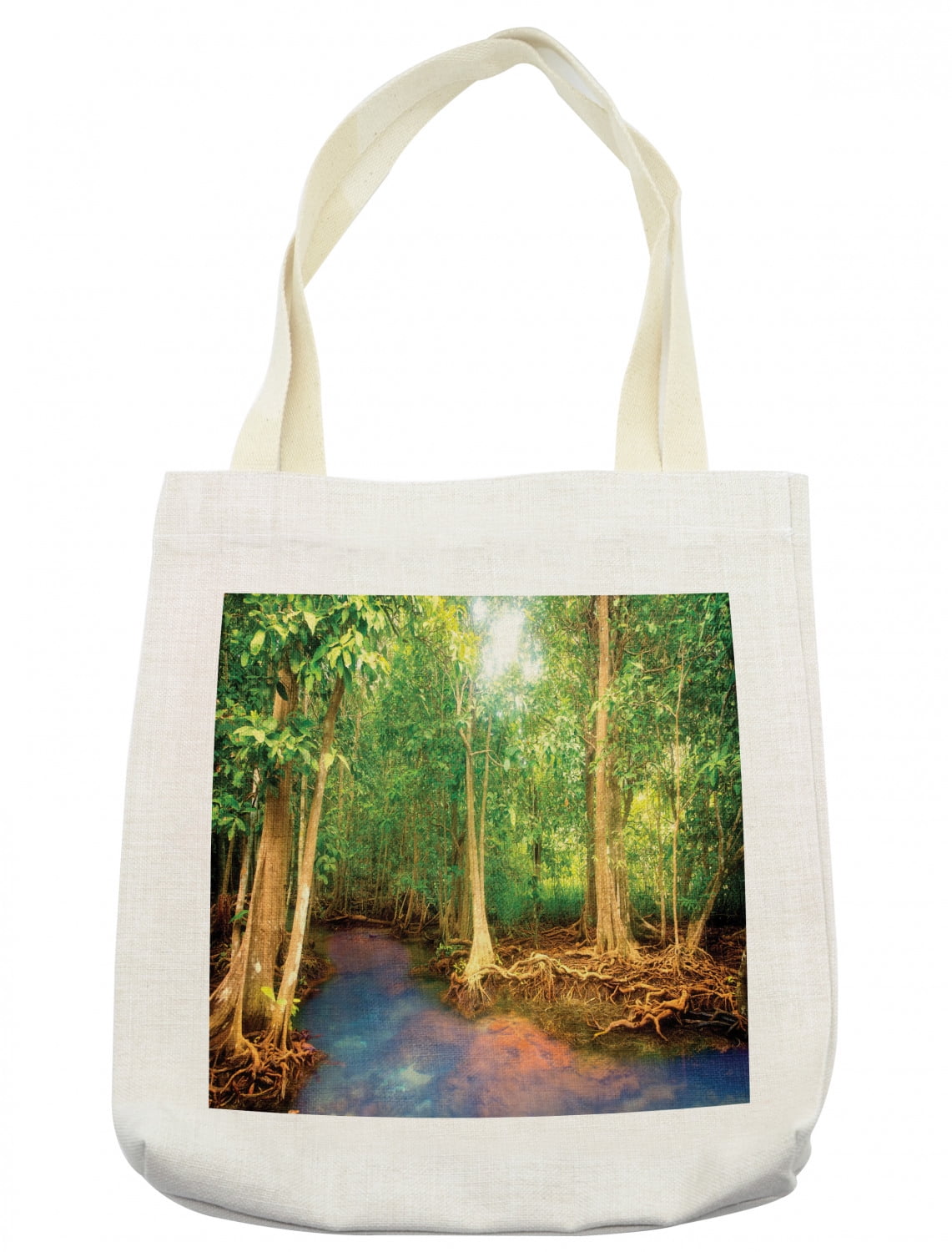Rainforest Tote Bag, Roots of Mangrove Trees Turquoise Creek Nature ...