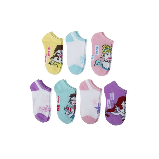 Disney Princess - Disney Princess Girls Socks, 5 + 2 Bonus Pack No Show ...