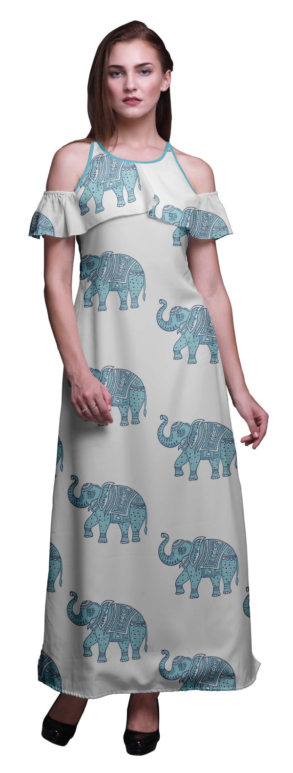 Soimoi Blue Rayon Fabric Elephant Animal Print Fabric by the Yard 58 ...