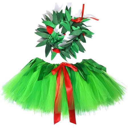Hawaiian Lilo Hula Tutu with Tropical Fern Leaf Headband Baby/Toddler ...
