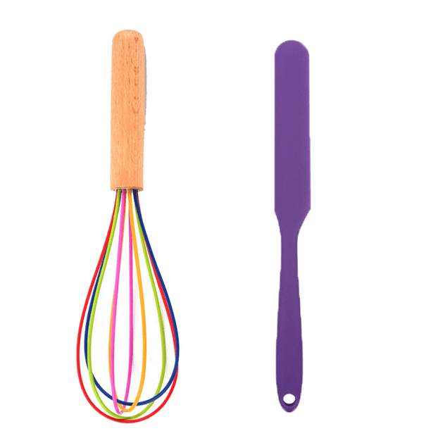 2 Piece Mini Kitchen Utensil Set- Silicone Kitchen Tools with wood ...