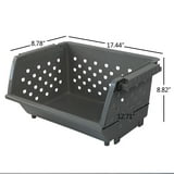 Begale 3-Pack Gray Plastic Stackable Detachable Storage Basket ...