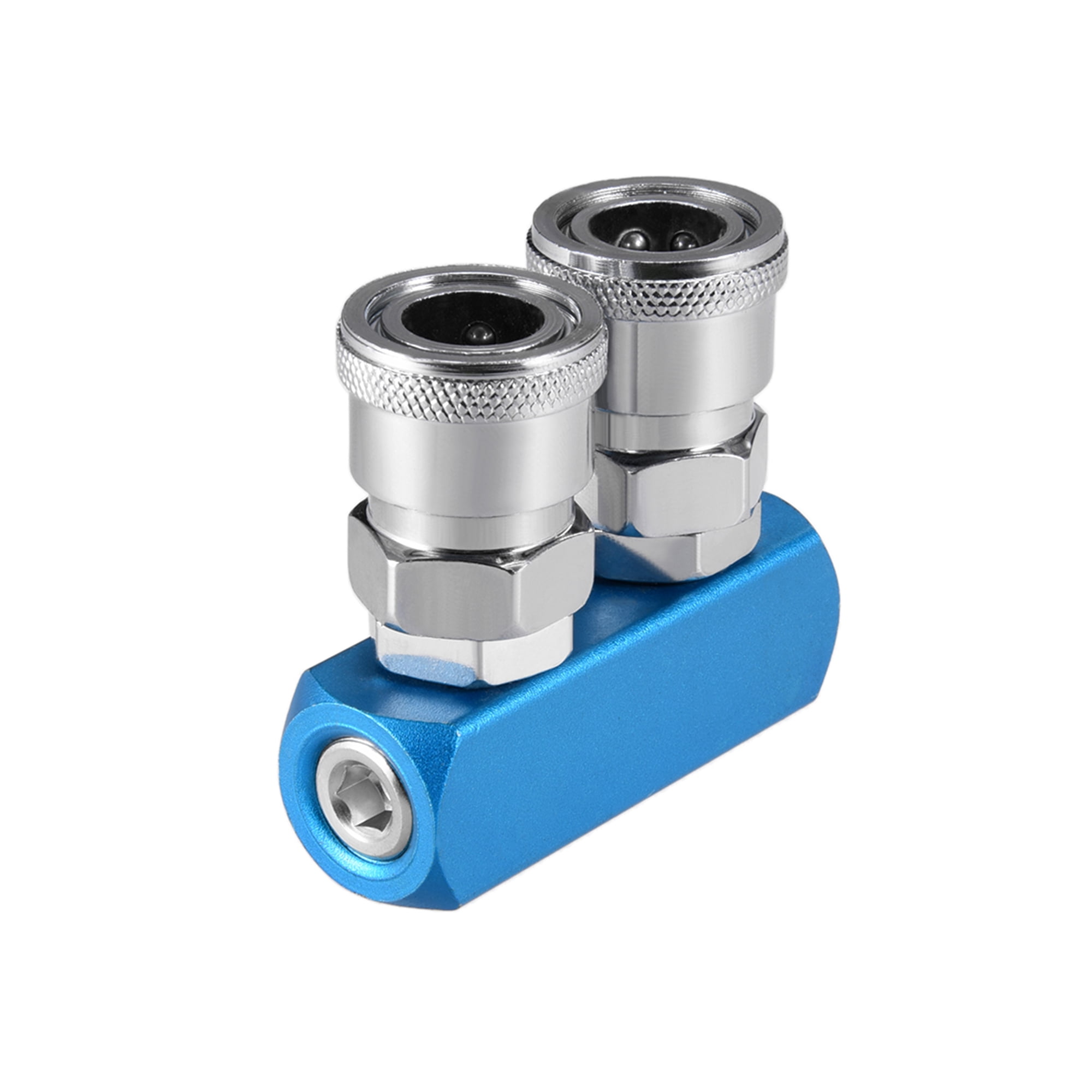 Manifold Splitter Coupler 1/4" G Thread 2 Way Air Hose Quick Coupler ...