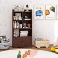 4-Tier Bookcase with Doors, 47.5" Tall Freestanding Wooden Bookshelf ...