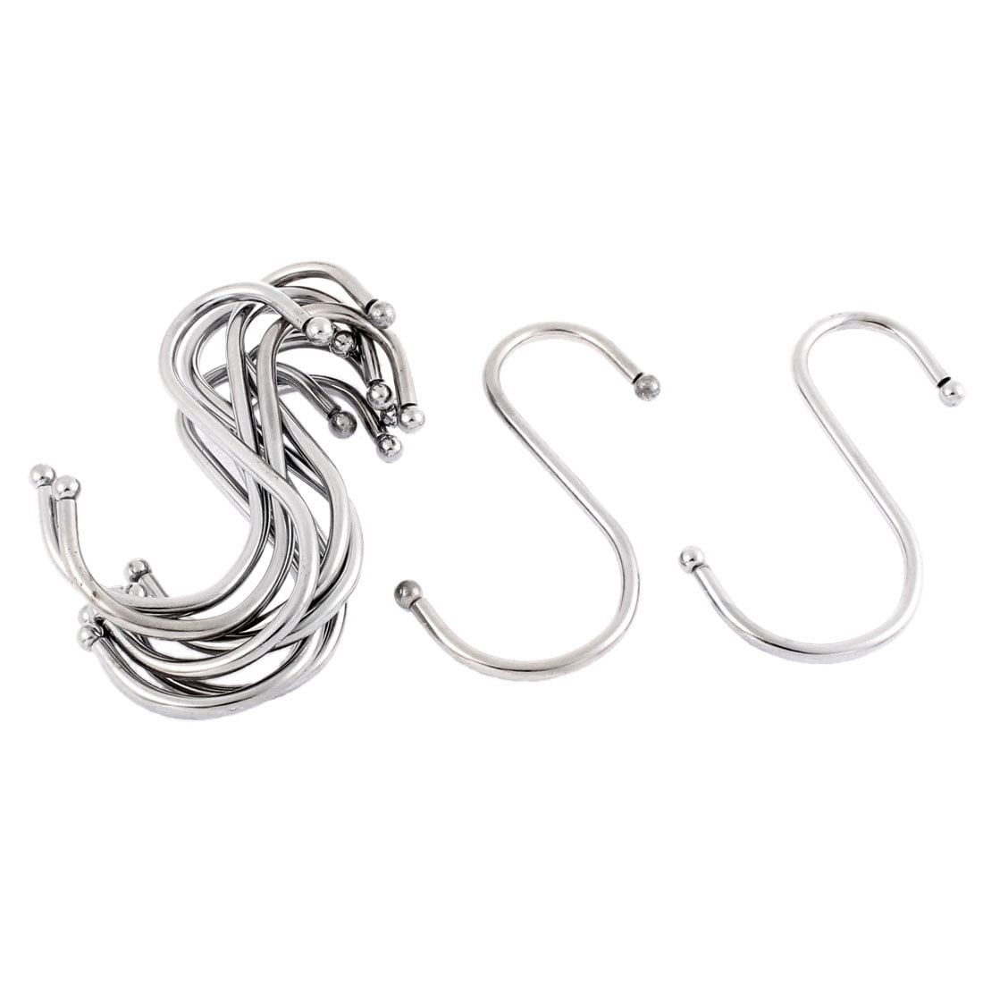 Home Stainless Steel S Shaped Hanging Clasp Hooks Silver Tone 10 Pcs ...