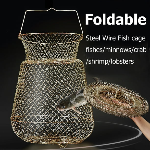 Foldable Portable Steel Wire Fishing Pot Trap Net Crab Crawdad Cage ...