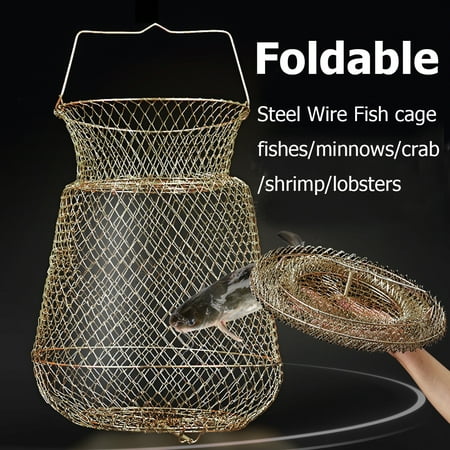 Foldable Portable Steel Wire Fishing Pot Trap Net Crab Crawdad Cage ...