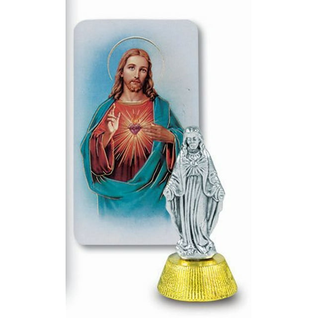 Small Catholic Sacred Heart of Jesus Auto Statue Figurine With Prayer ...