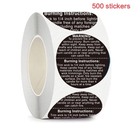 Round Warning Label 3.8cm Candle Warn Tags 500pcs/roll Seal Sticker ...