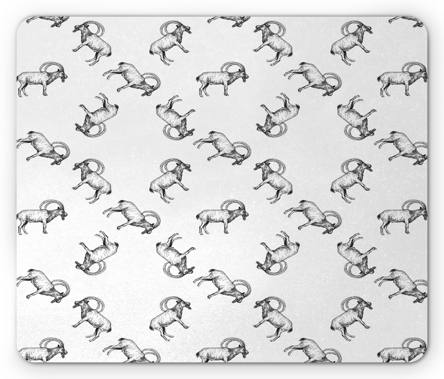 Goat Mouse Pad, Hand Drawn Like Monochrome Sketch of Continuous ...