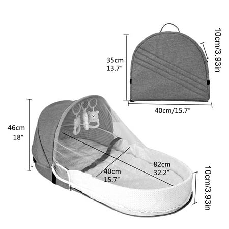 Baby Travel Cot with Mosquito Net and Awning Portable Baby Cot Changing ...