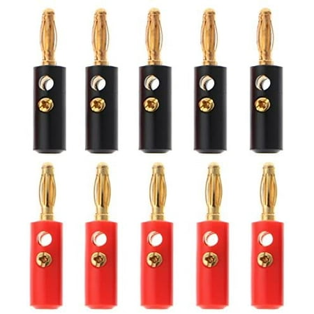 10 Pack Banana Plugs for Speaker Wire DIY Soldering Free Closed Screw ...