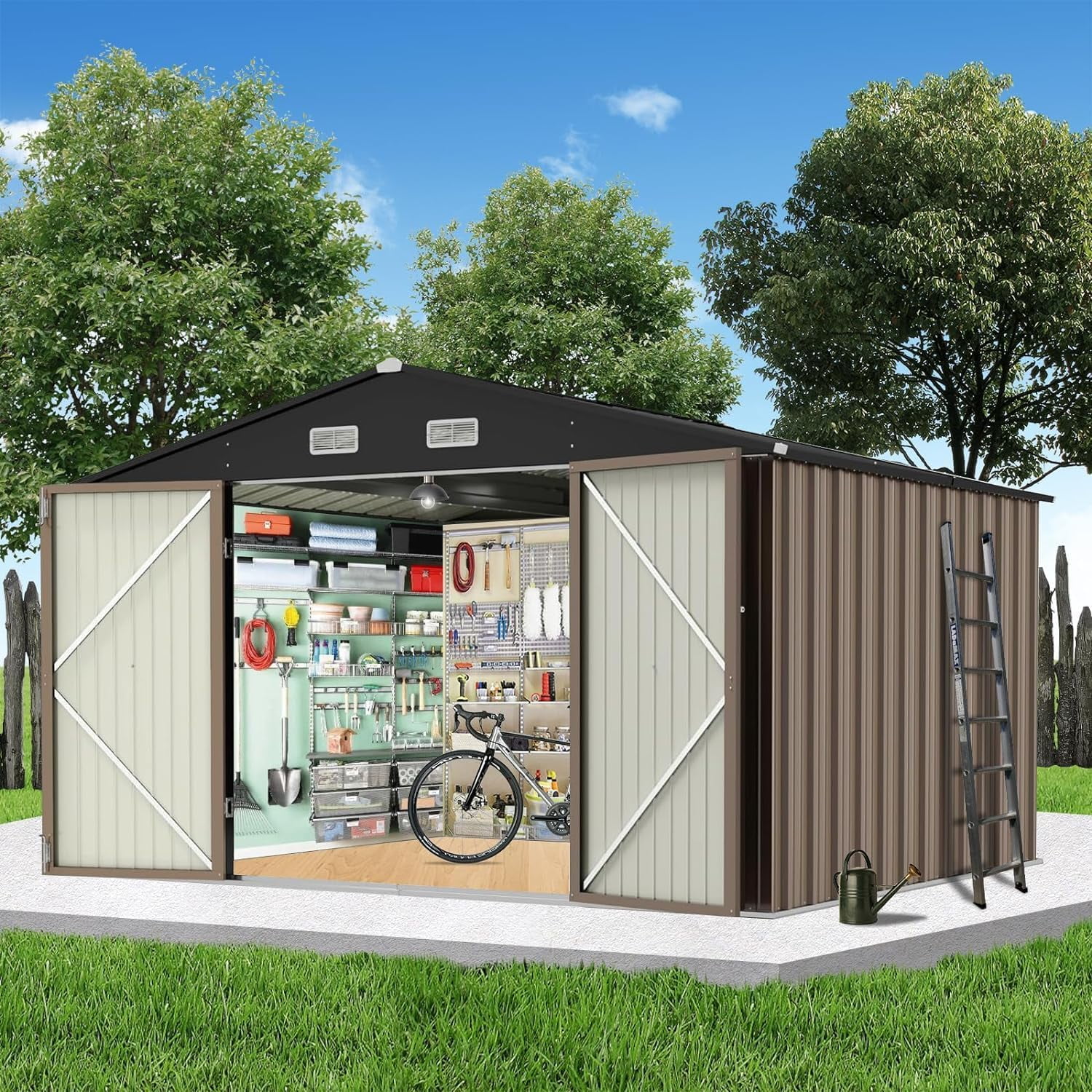 Click here for Eastvita 8*8 Ft Outdoor Storage Shed  Large Steel... prices